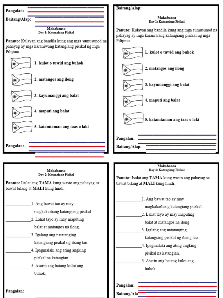 G1 Q1 W1 Makabansa WS | PDF