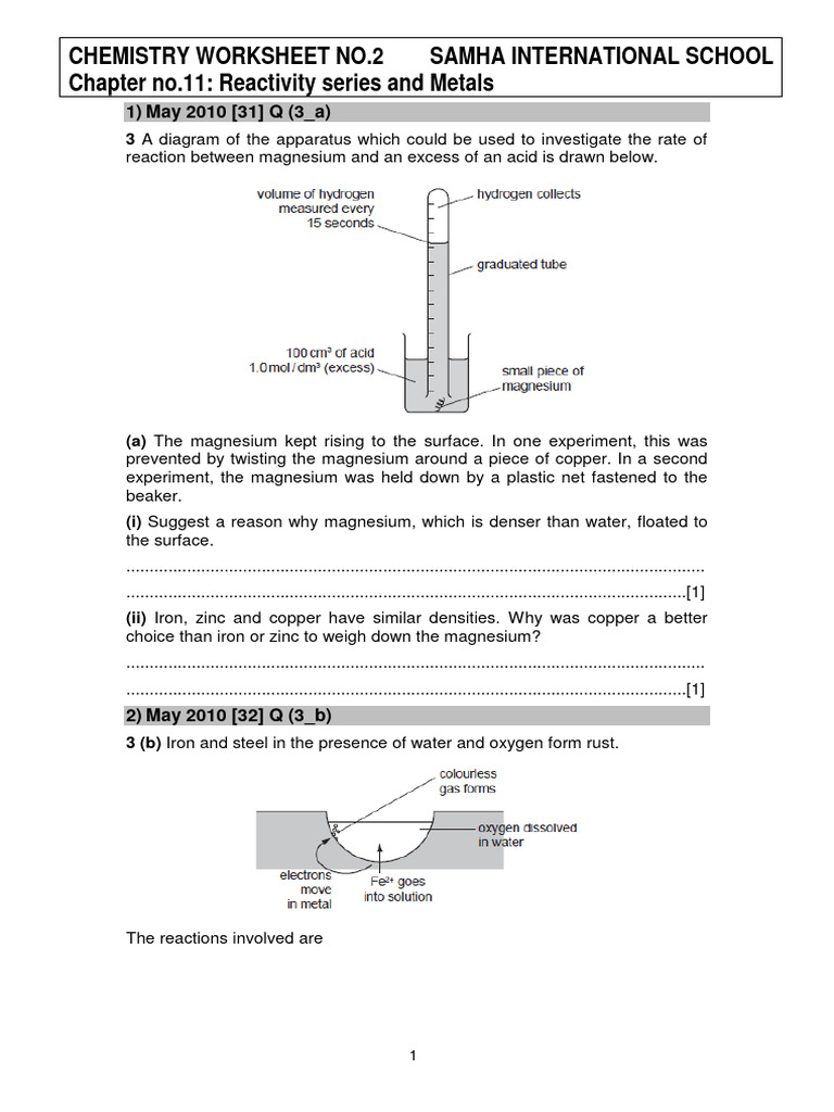 2 Reactivity Series and Metals QP | PDF | Zinc | Oxide