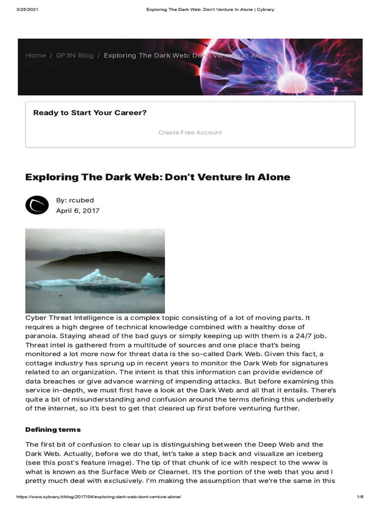 Exploring The Dark Web - Don't Venture in Alone - Cybrary | PDF | World ...