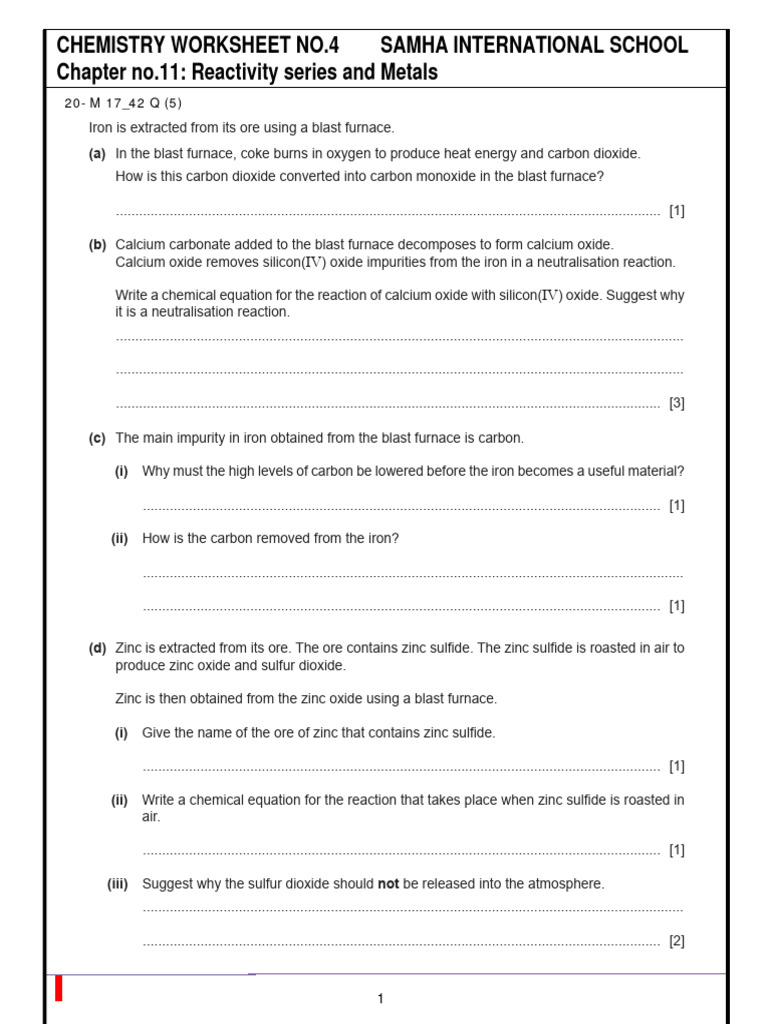 4 Reactivity Series and Metals QP | PDF | Oxide | Zinc