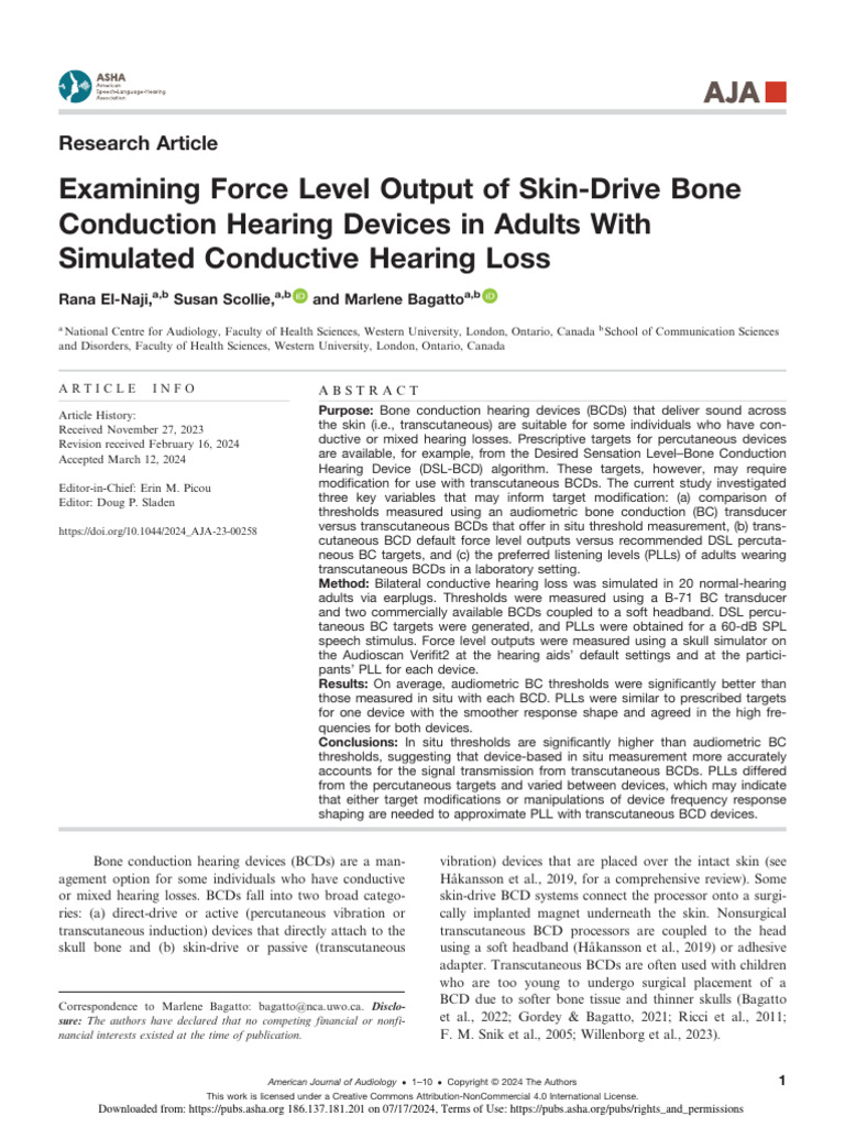 Examining Force Level Output | PDF | Hearing Aid | Hearing Examining Force Level Output | PDF | Hearing Aid | Hearing
