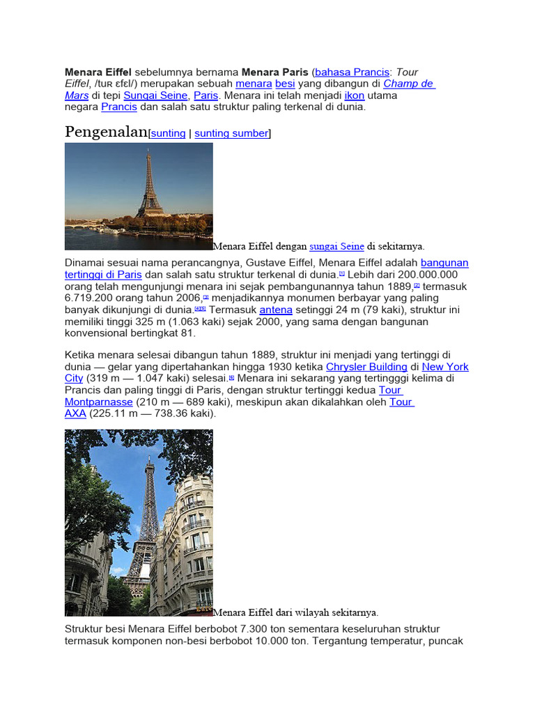 SEJARAH Menara Eiffel | PDF