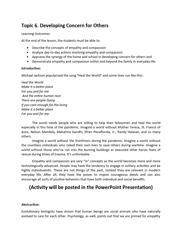 Topic 6 Abstraction | PDF | Empathy | Compassion