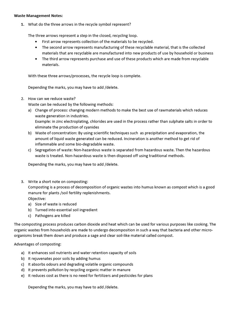 Waste Management Additional Notes | PDF | Sewage Treatment | Landfill