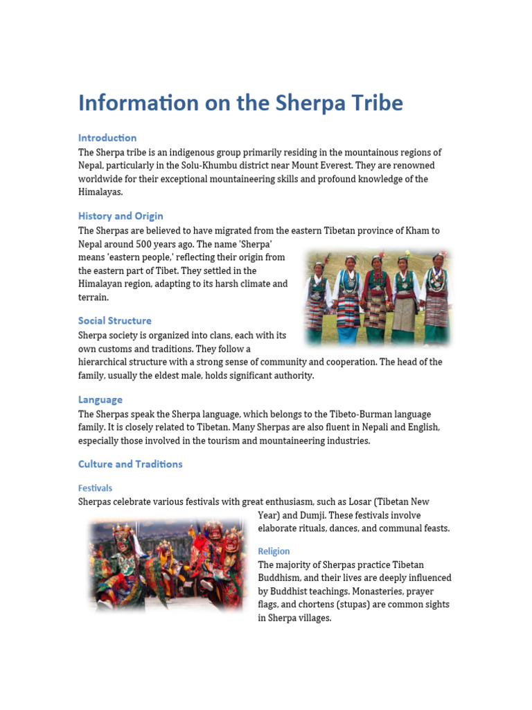 Information_on_the_Sherpa_Tribe (1) | Download Free PDF | Tibet | Himalayas