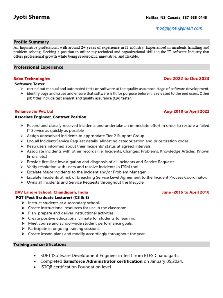 Jyoti Sharma_RESUME | Download Free PDF | Computing | Software Engineering