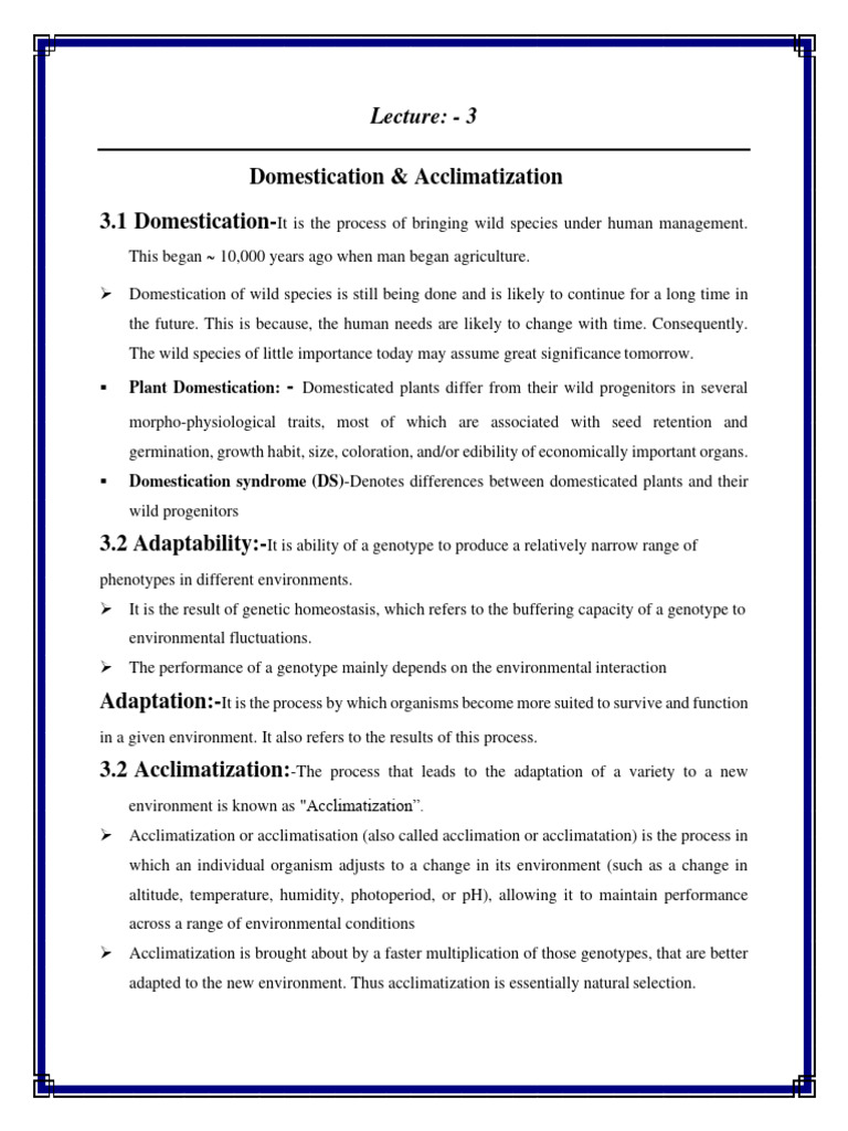 Domestication and Plant Introduction | PDF | Domestication | Biology