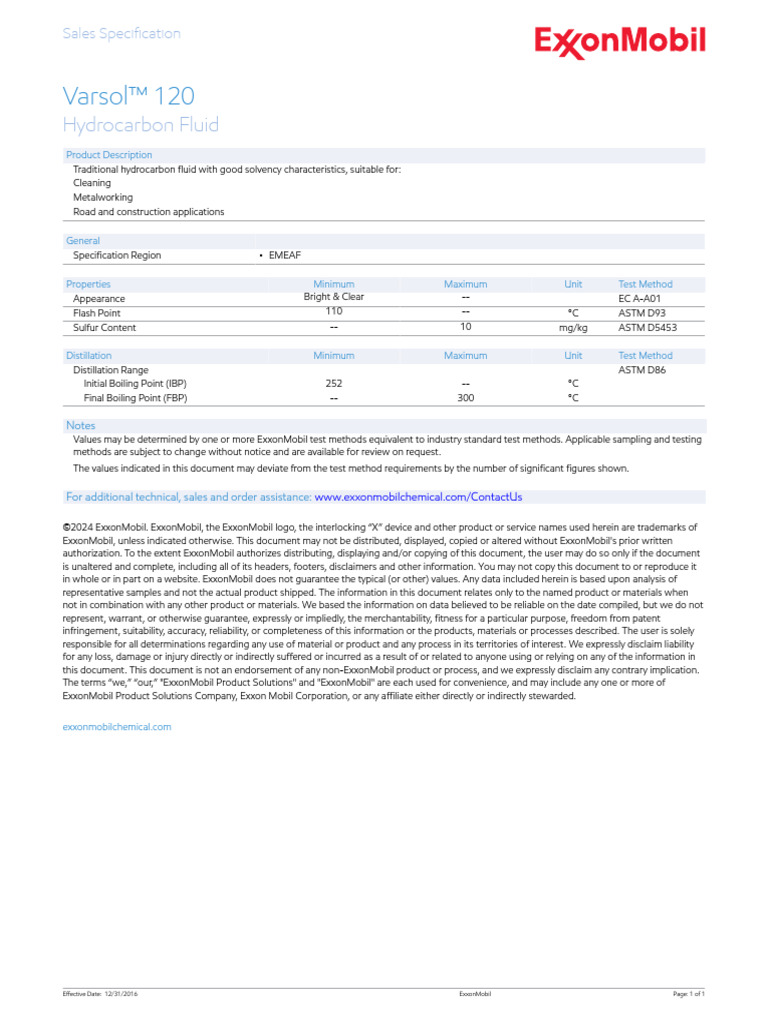 Varsol 120 TDS | PDF