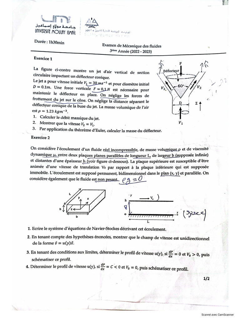 Examen Fluides 2023 | PDF