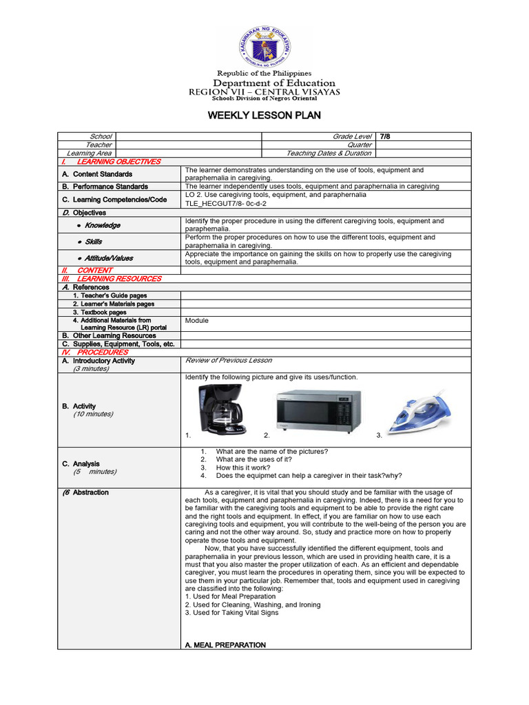 Caregiving Explo - Week 2 | PDF | Learning | Food Processor