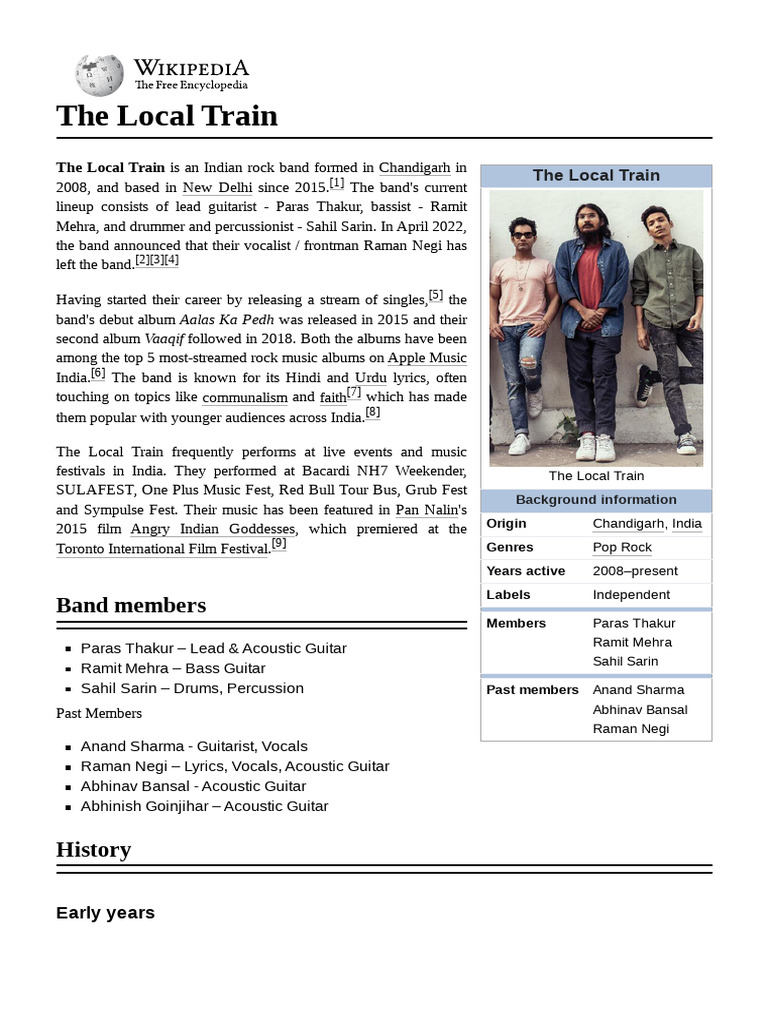 The Local Train | PDF | Rock Music | Musical Groups