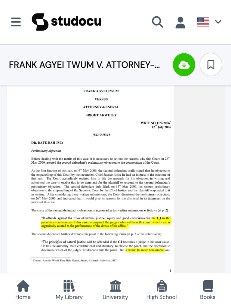 Agyei Twum v Attorney General Judgment | PDF | Lawsuit | Judgment (Law)