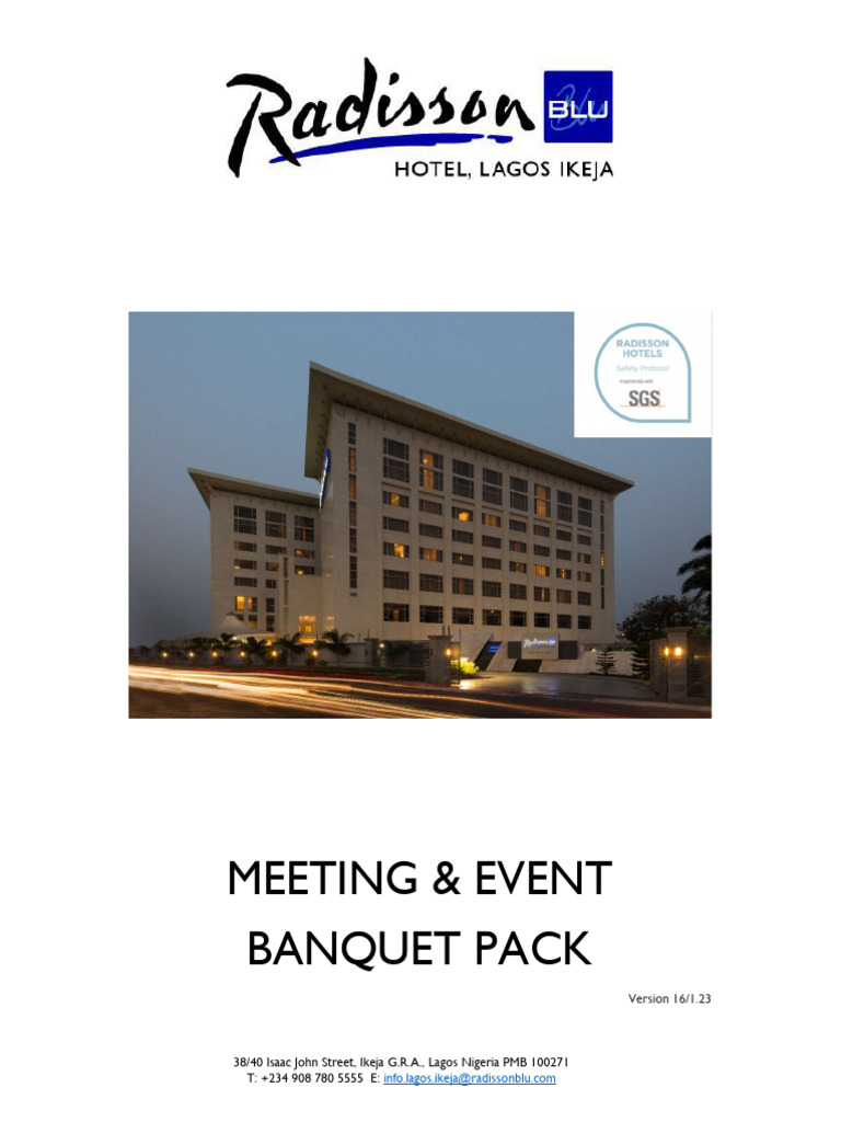 2022 Radisson Blu Ikeja Meeting and Events Banquet Pack - Ver - 15 - 09.22 | PDF | Salad | Menu