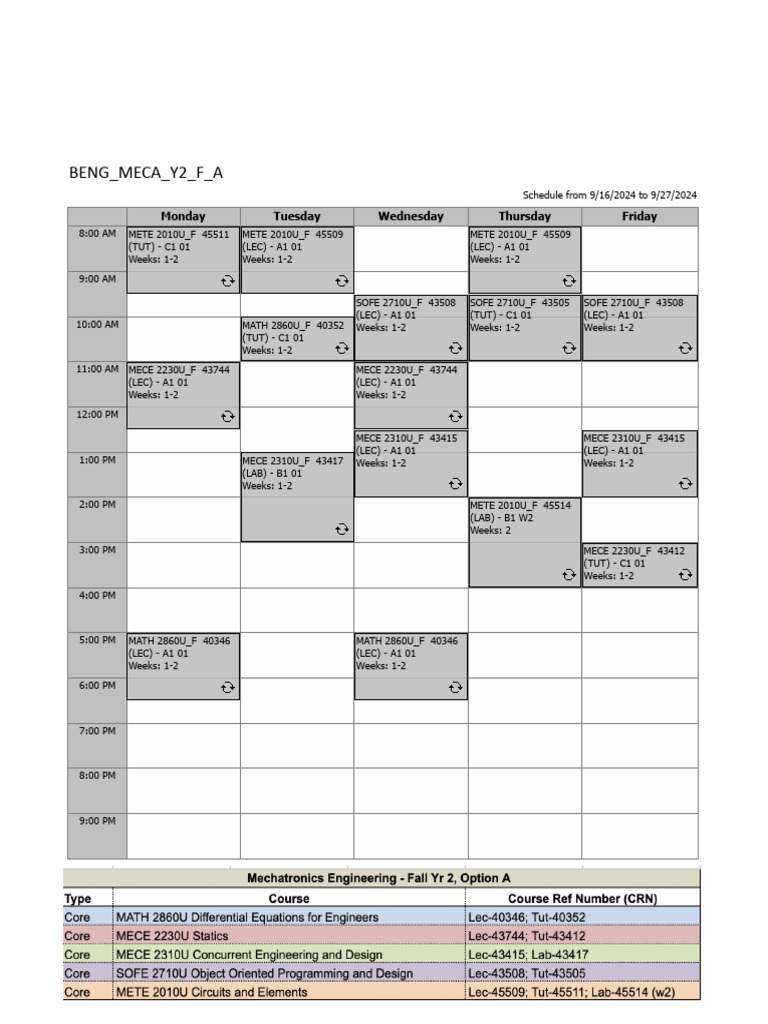 Meca Year 2 Fall 2024 | PDF