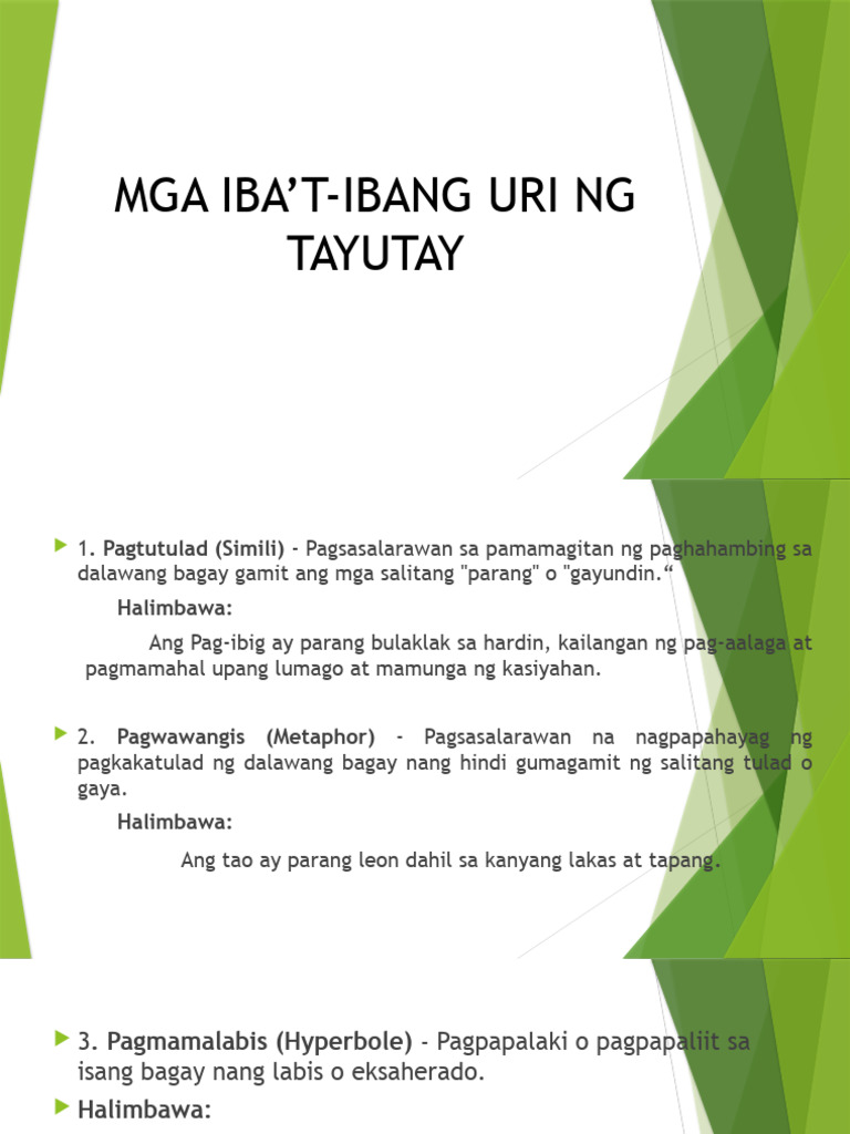 Mga Ibat Ibang Uri NG Tayutay | PDF