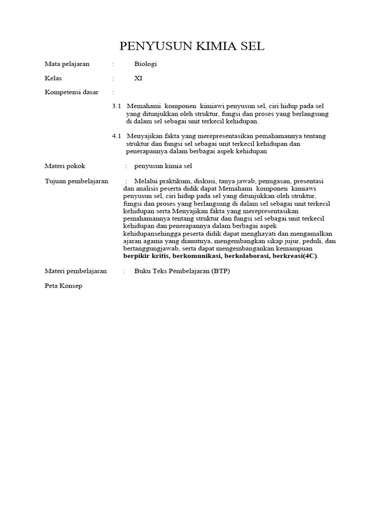 Komponen Kimia Penyusun Sel Biologi | PDF | Pengembangan Diri ...