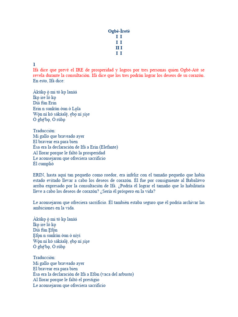 14 Ogbè Irete (Ogbe Ate) | PDF | Religión y espiritualidad