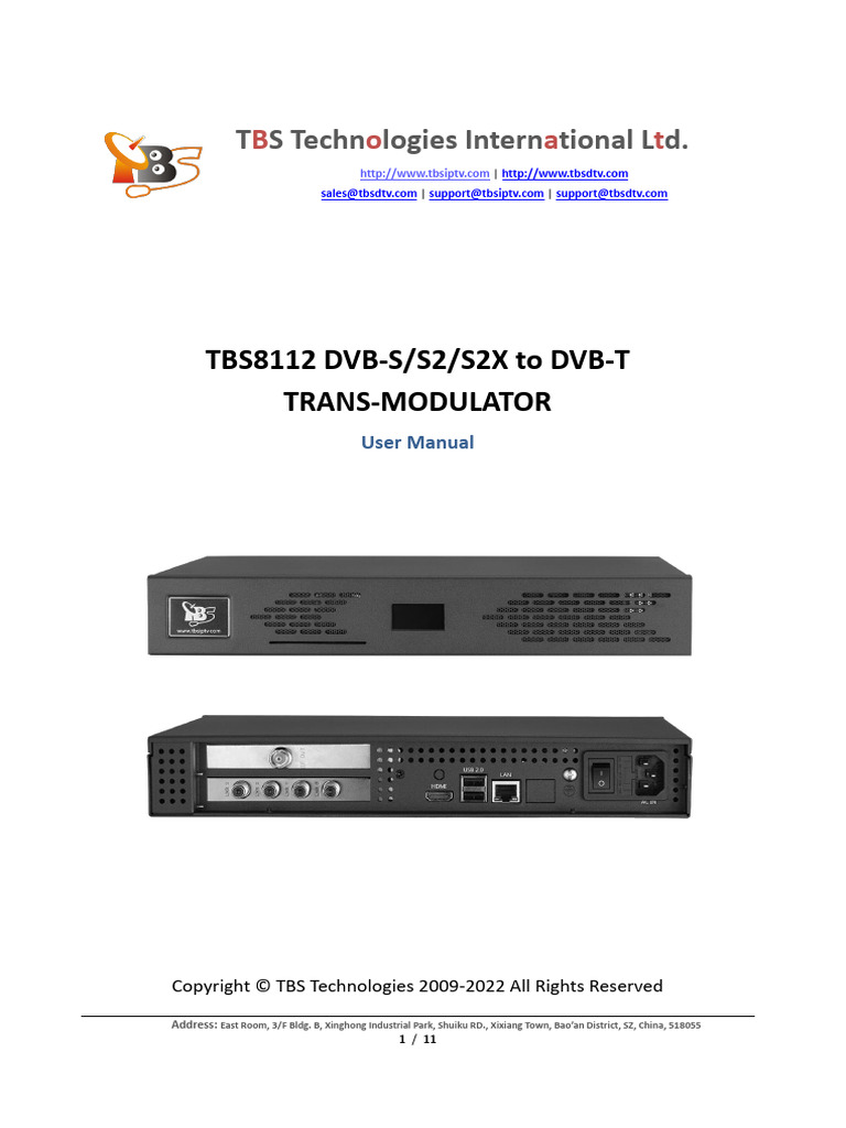 TBS8112 DVB S2X TO DVB T Trans Modulator User Manual | PDF | Streaming ...