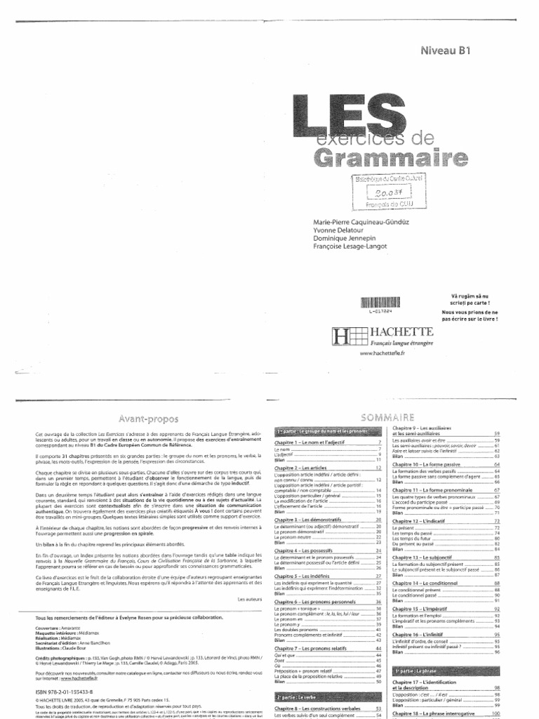 Les Exercises de Grammaire | PDF