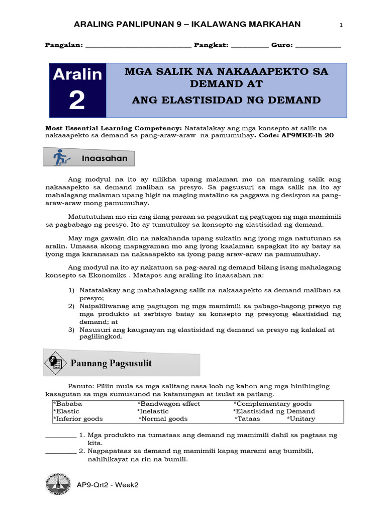 AP 9 Q2 Week 2 | PDF