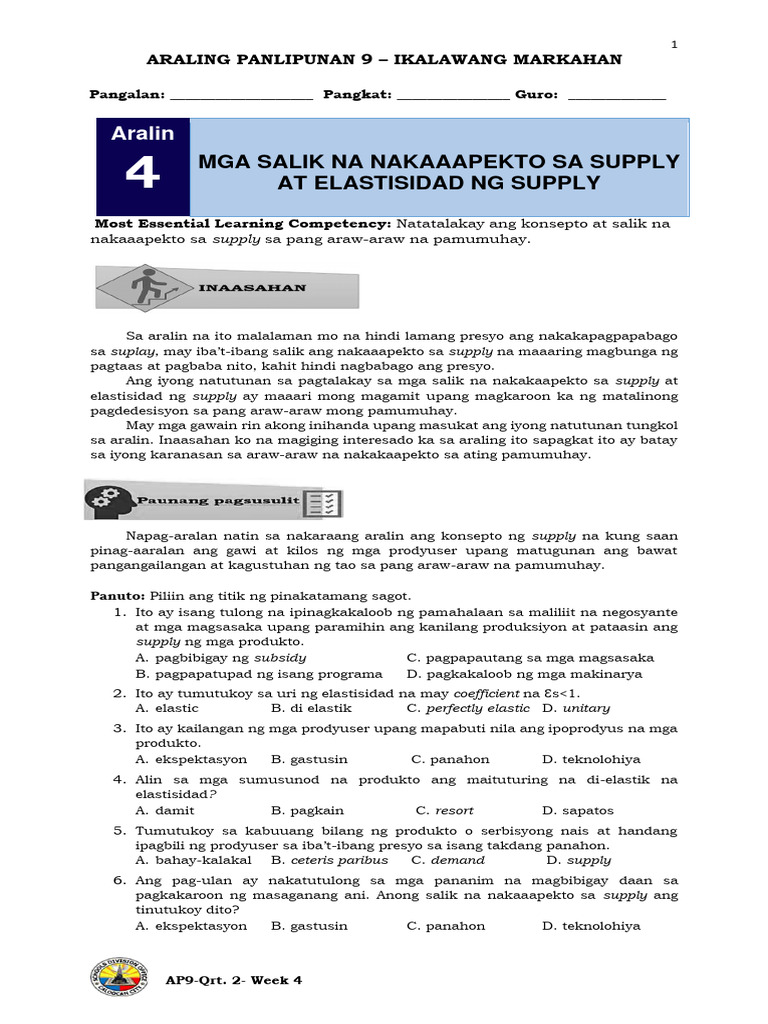 AP 9 Q2 Week 4 | PDF