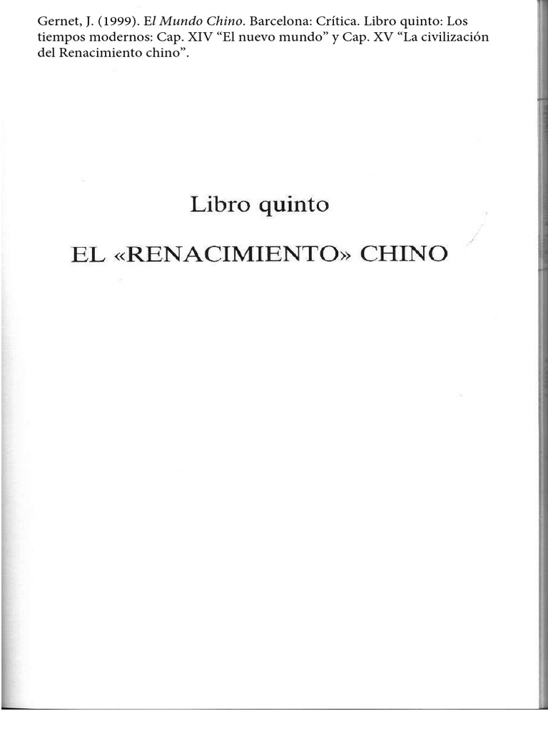 Gernet - El Mundo Chino. Libro v. El Renacimiento Chino. Caps. XV | PDF ...
