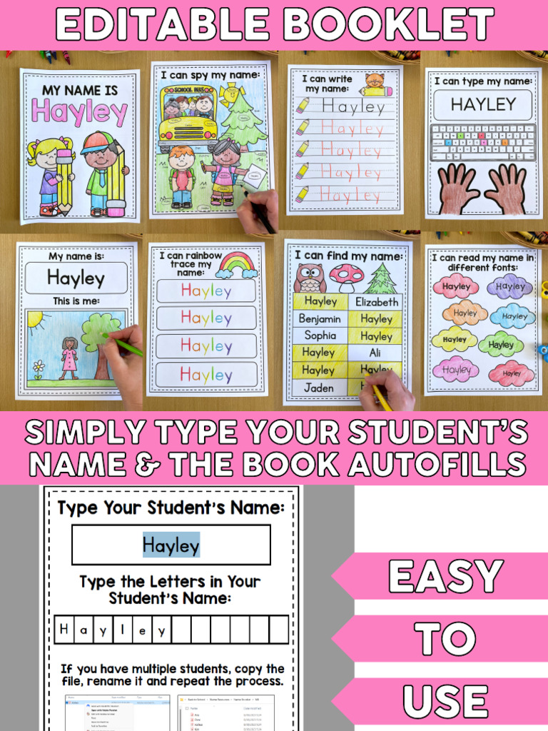 Demo Name Writing Practice Booklet Editable Worksheetswith Autofill ...