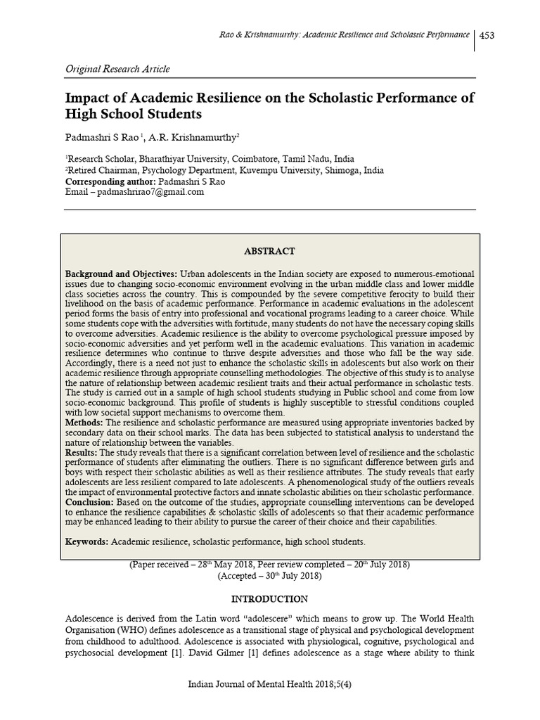 Literature Review | PDF | Psychological Resilience | Adolescence