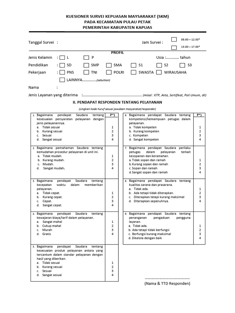 Kuesioner Skm. | PDF