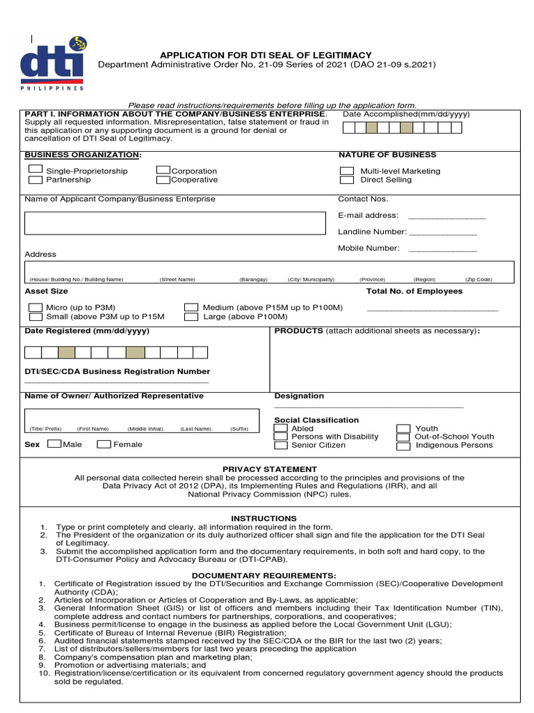 DTI Seal Application Guide | PDF | U.S. Securities And Exchange ...