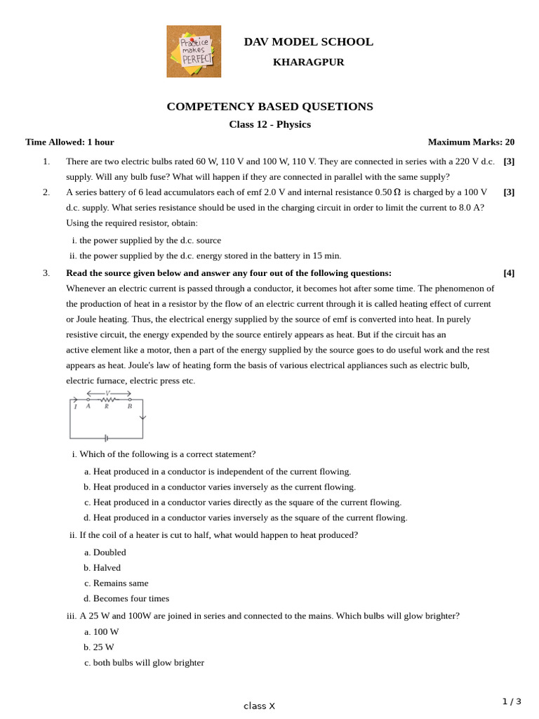 Physics Assignment Class 12 May 27 | PDF | Electrical Resistivity And ...