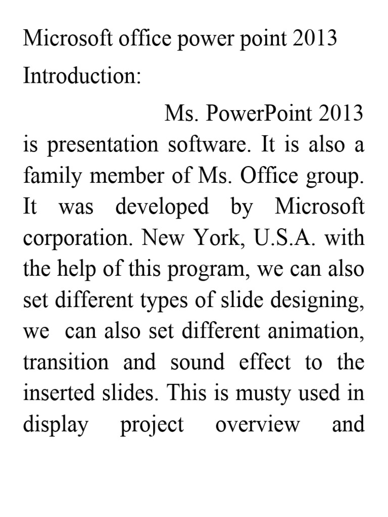 Microsoft Office Power Point 2013 | PDF | Microsoft Power Point ...