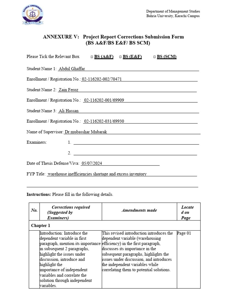 7.student Correction Form (Annex V) Complete | PDF | Methodology | Apa ...