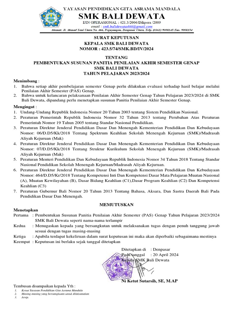 SK Pas Genap 2024 | PDF