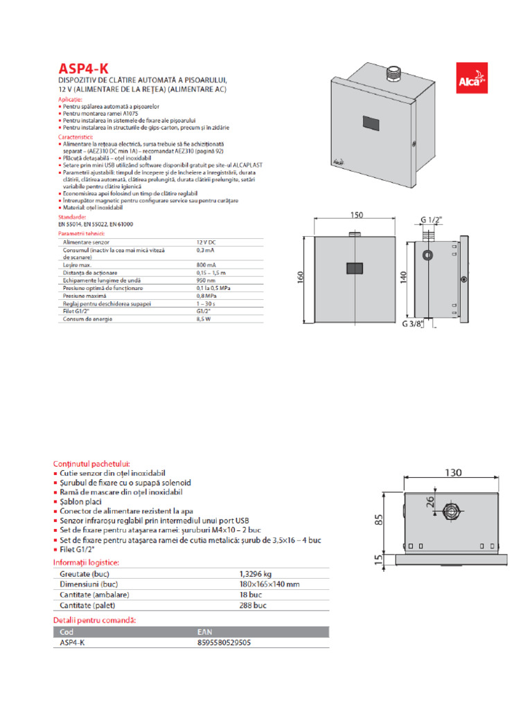 Placa de Comanda Alcaplast ASP4-K PT Pisoar | PDF