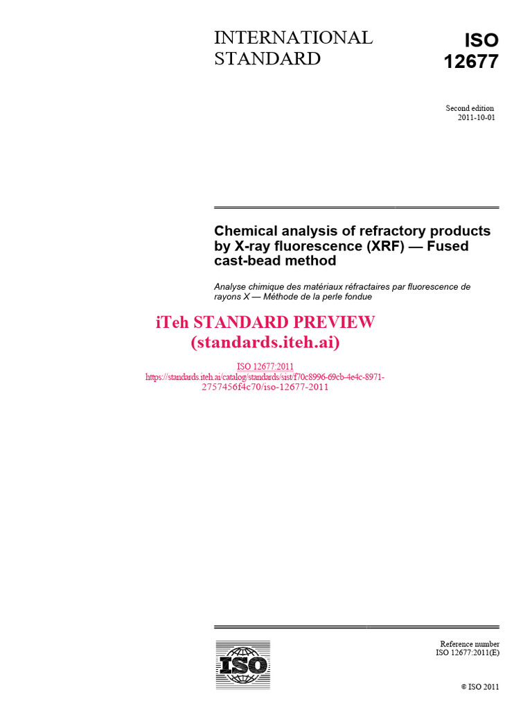 Iso 12677 2011 | PDF | Mill (Grinding) | Refractory