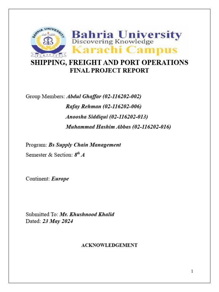 Final SHPO Report | PDF | Red Sea | Cargo