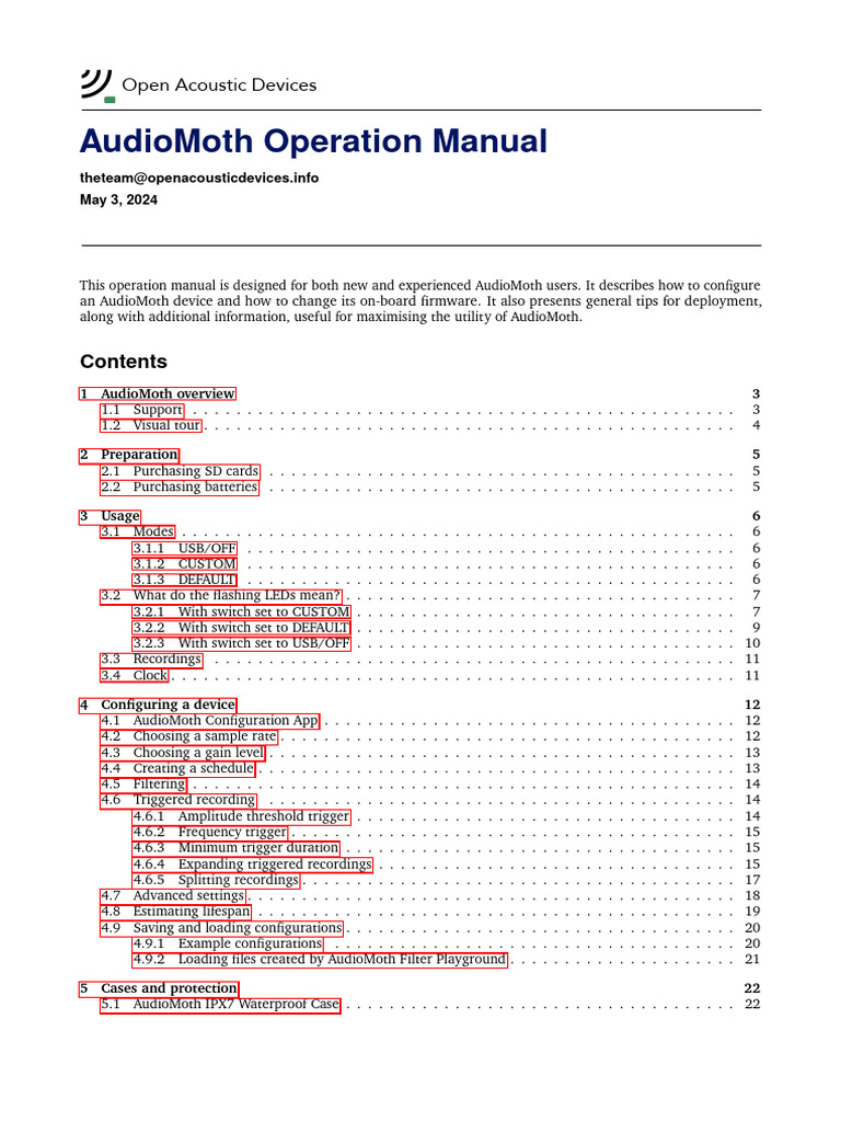 AudioMoth Operation Manual | PDF | Computing | Computer Engineering