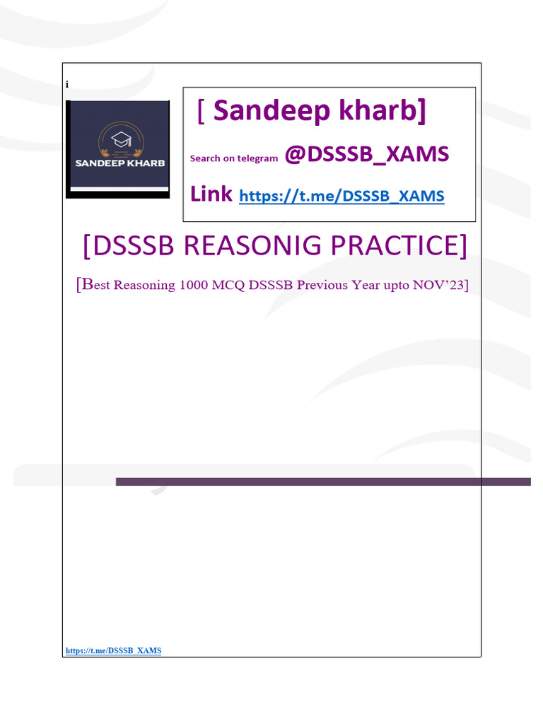 DSSSB Reasoning Practice 750 Question @DSSSB - Xams | PDF | Language Arts & Discipline