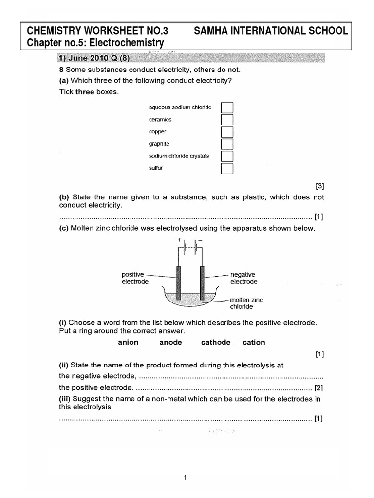 3 Electrochemistry QP | PDF | Anode | Redox