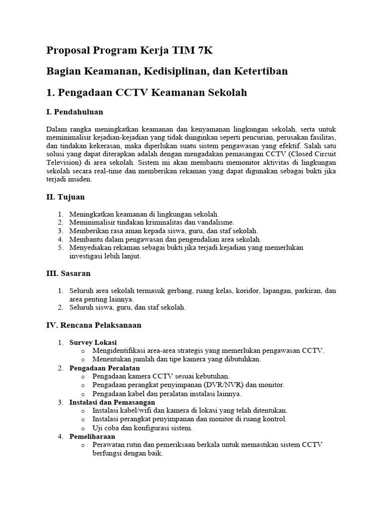 Proposal Program Kerja TIM 7K CCTV | PDF | Komputer