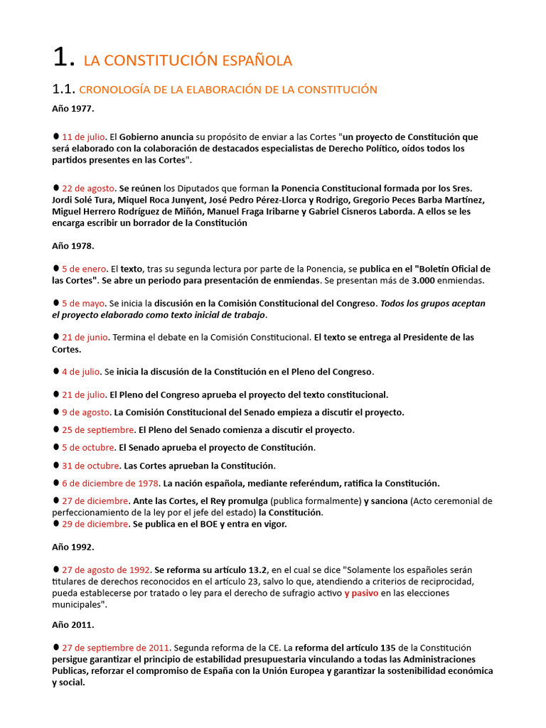 Resumen T 1 La Constitución Española Pdf Constitución Cortes