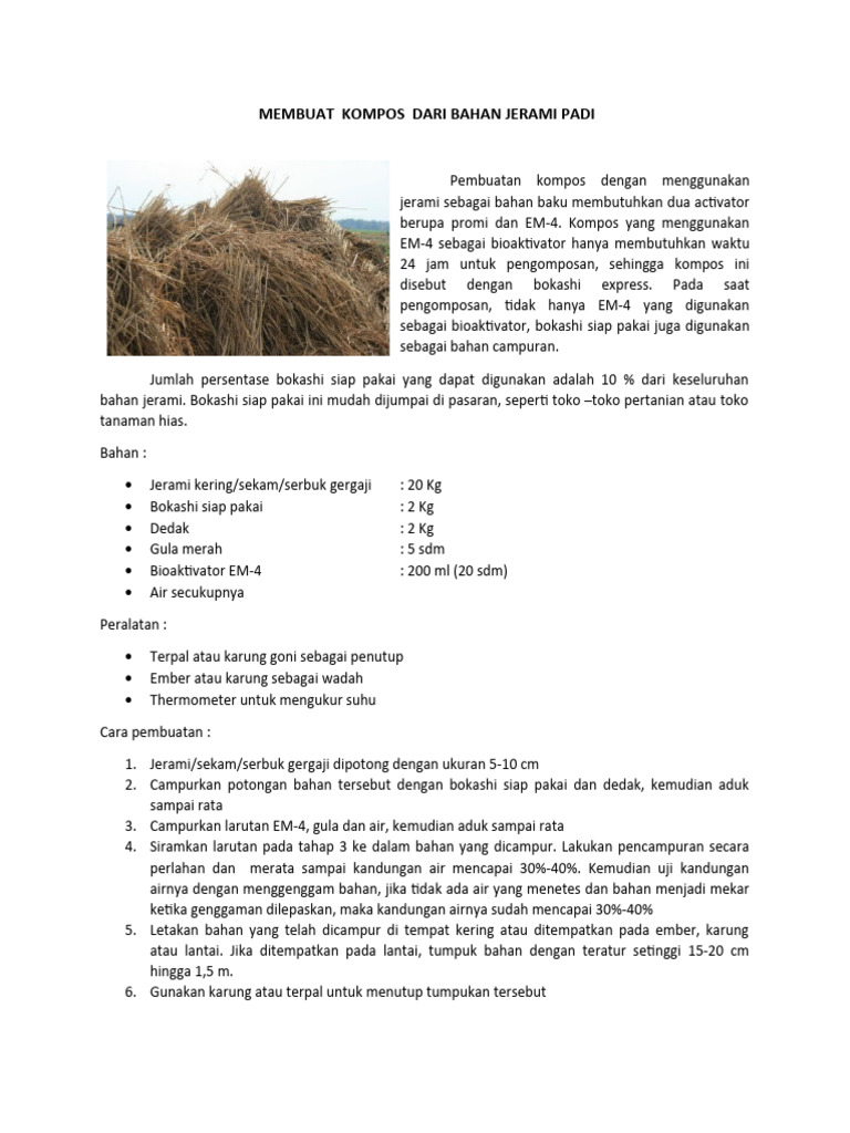 Membuat Kompos Dari Jerami | PDF