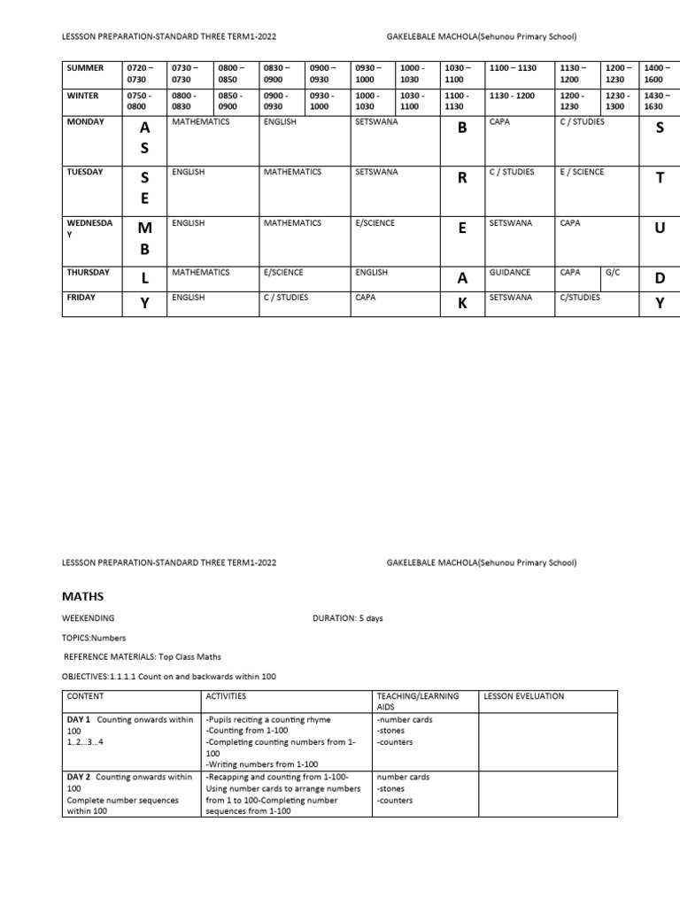 Standard 3 Maths Lesson Plan 2022 | PDF | Cognition | Mathematics