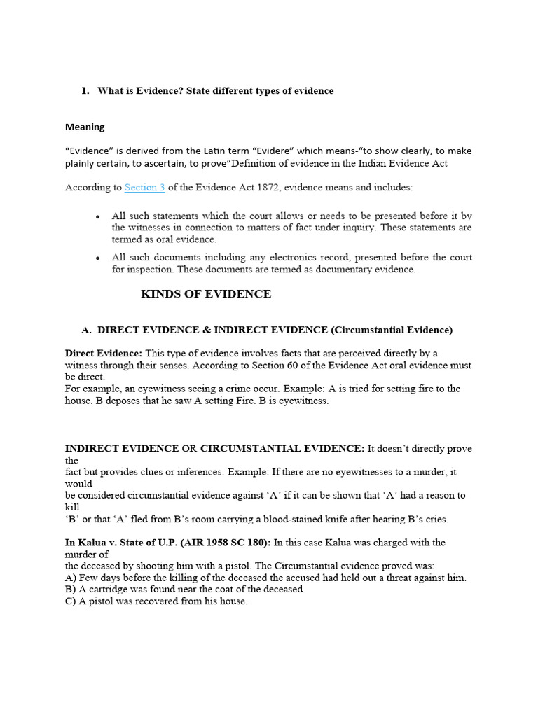 Evidence Exam Notes | PDF | Confession (Law) | Witness