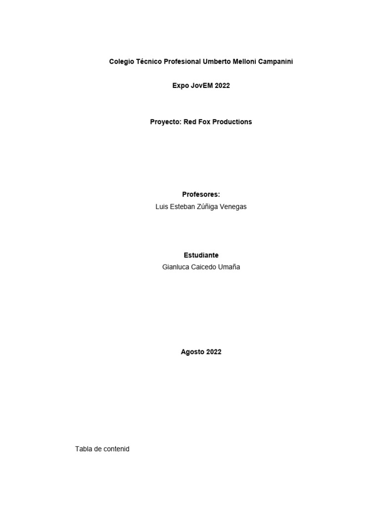 Trabajo Escrito Red Fox Productions | PDF | Marketing | Business