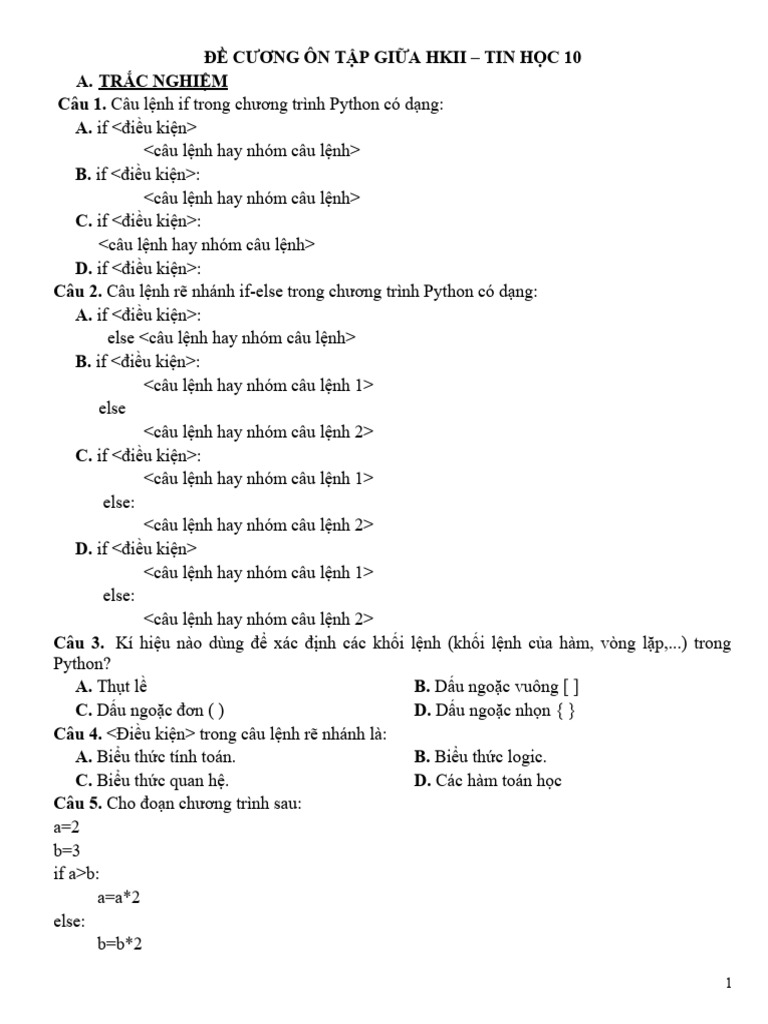 TIN-10-DE-CUONG-ON-TAP-HKII-GUI-HS | PDF