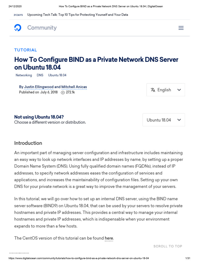 How To Configure BIND As A Private Network DNS Server On Ubuntu 18.04 ...