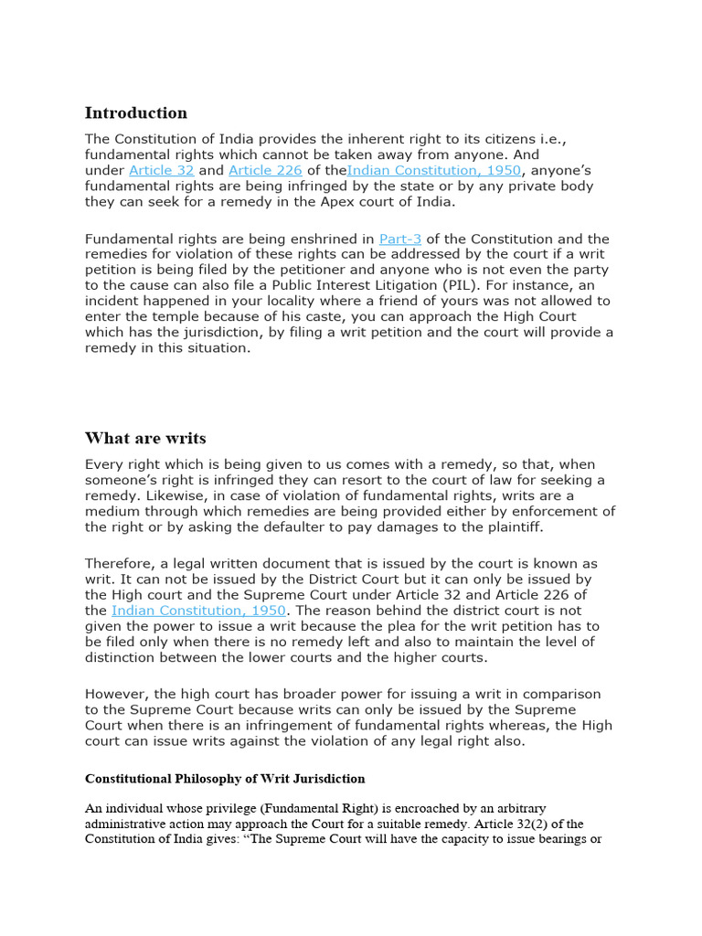 Constitution Writs Assignment | PDF | Certiorari | Writ