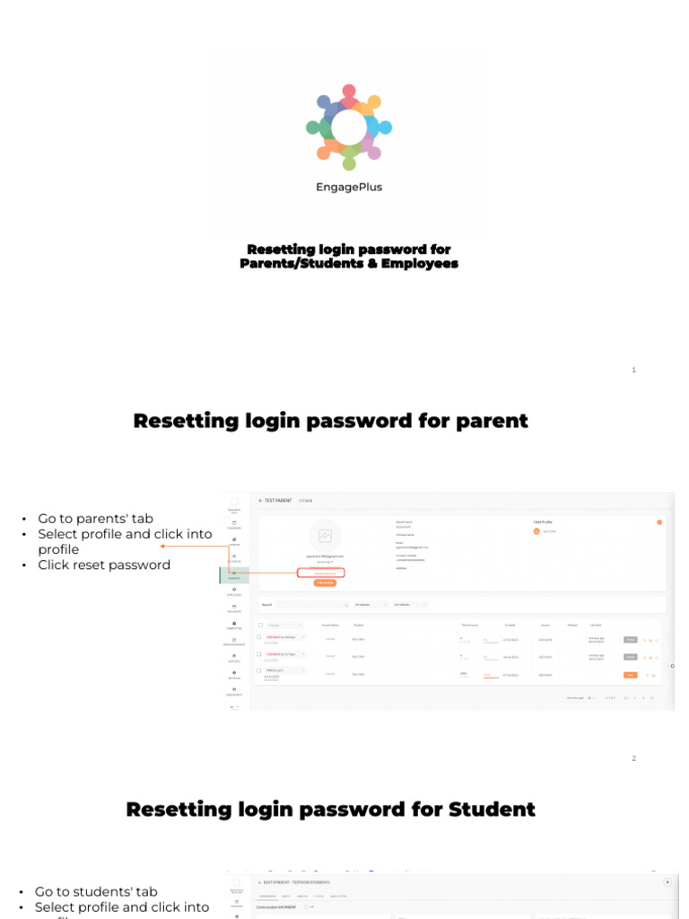 Resetting Login Passwords For Employees Parents Students | PDF